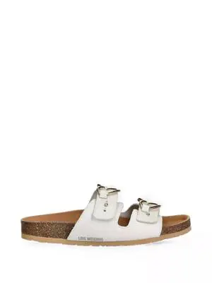 Moschino Heart Buckle Sandals - Neutrals