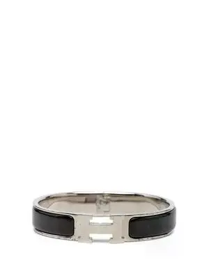 Hermès Hermès Enamel And Palladium Plated Metal Clic H Bracelet Black