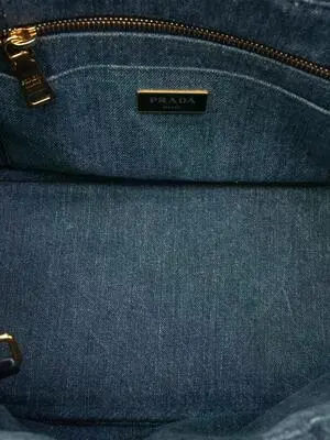 Prada Small Denim Canapa Logo Satchel - Blue