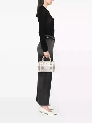 Versace 2010-2026 Small Studded Jacquard Snap Out Of It Boston Bag - White