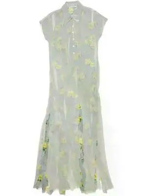 Acne Studios Floral Print Maxi Dress With Button-up Front