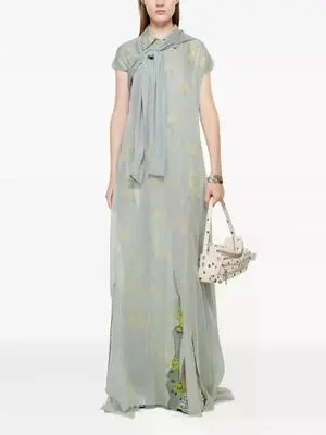 Acne Studios Floral Print Maxi Dress With Button-up Front