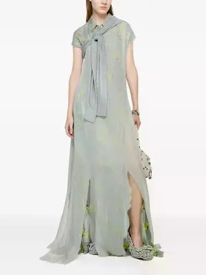 Acne Studios Floral Print Maxi Dress With Button-up Front