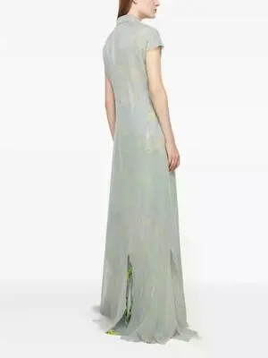 Acne Studios Floral Print Maxi Dress With Button-up Front