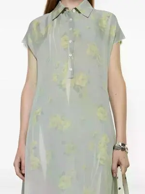 Acne Studios Floral Print Maxi Dress With Button-up Front