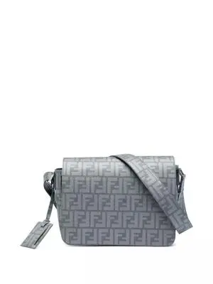Fendi Zucca Spalmati Flap Crossbody Bag - Grey