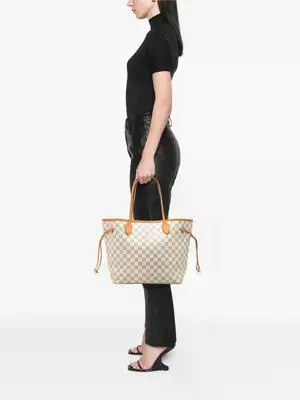 LOUIS VUITTON Damier Azur Neverfull Mm Tote Bag - White