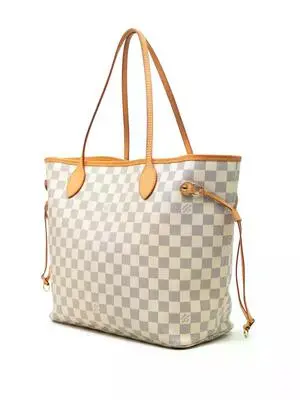 LOUIS VUITTON Damier Azur Neverfull Mm Tote Bag - White