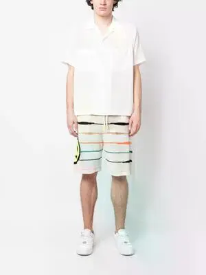 BARROW Intarsia-knit Logo Striped Shorts