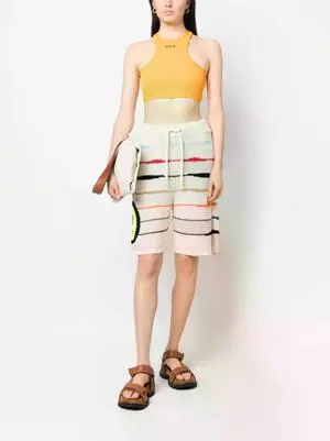 BARROW Intarsia-knit Logo Striped Shorts