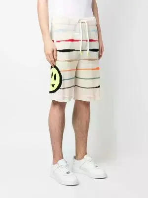 BARROW Intarsia-knit Logo Striped Shorts