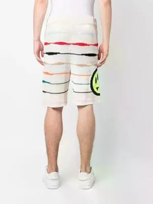BARROW Intarsia-knit Logo Striped Shorts