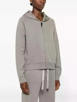 Max Mara Embroidered Logo Zip-up Hoodie - Grey