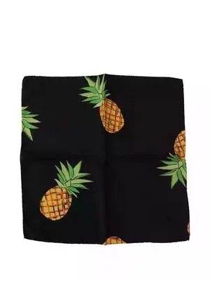 Dolce & Gabbana Pineapple-print Silk Pocket Square - Black