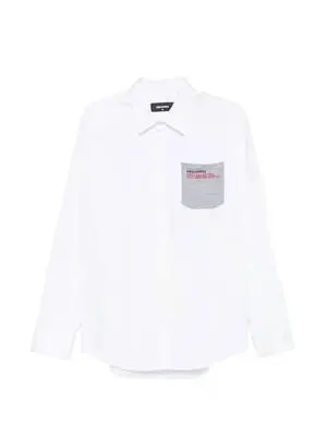Dsquared2 Dropped-shoulder Logo-print Patch-pocket Cotton Shirt - White