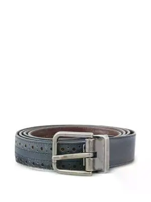 Dolce & Gabbana Perforated Leather Reversible Belt - Blue