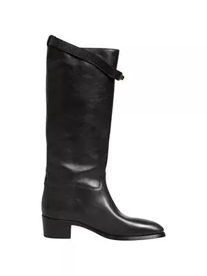 Dolce & Gabbana Knee-high Logo Plaque Leather Boots