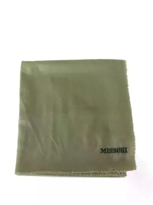 Missoni Logo-embroidered Frayed Scarf - Green