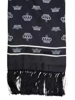Dolce & Gabbana Crown-print Fringed Scarf