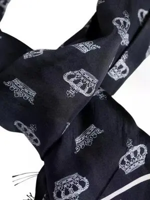 Dolce & Gabbana Crown-print Fringed Scarf