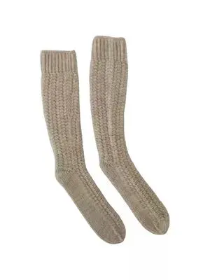 Dolce & Gabbana Ribbed Trim Wool Socks - Neutrals