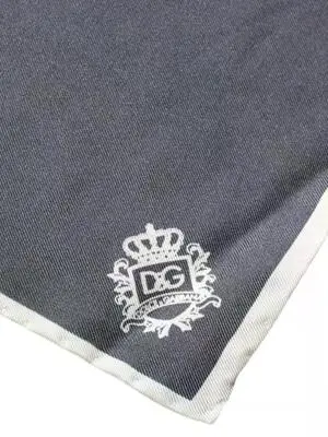 Dolce & Gabbana Orange-print Silk Pocket Square - Grey