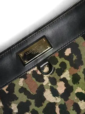 Dolce & Gabbana Leopard Print Jacquard Panel Clutch Bag
