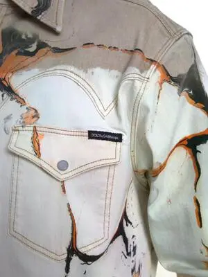 Dolce & Gabbana Marble-print Denim Shirt
