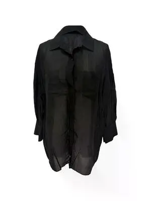 ANINE BING Textured Button-down Shirt With Classic Collar And Chest Pockets
