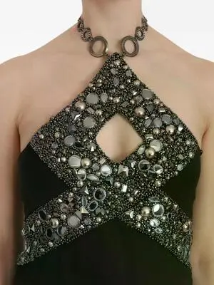 John Richmond Sequin-embellished Halterneck Mini Dress