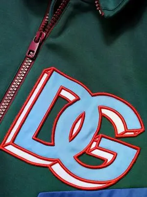 Dolce & Gabbana High Neck Logo Patch Zip-up Jacket