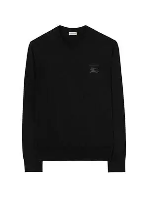 Burberry Wool Sweater With Equestrian Knight Design - Black