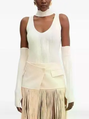 HAVEONE Ribbed Knit Sleeveless V-neck Top