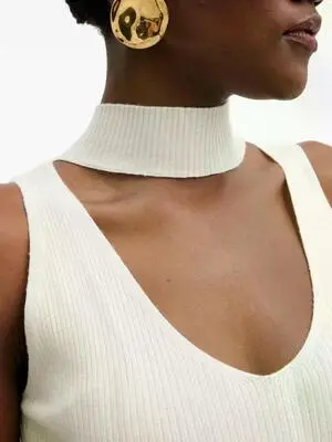 HAVEONE Ribbed Knit Sleeveless V-neck Top