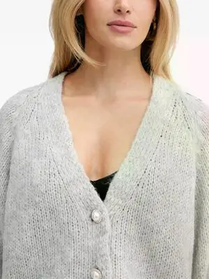 HAVEONE Long-sleeved V-neck Cardigan With Button Fastening