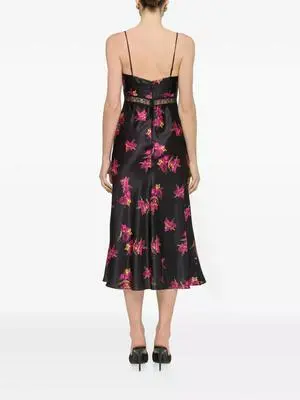 NISSA Floral Print Silk Midi Dress