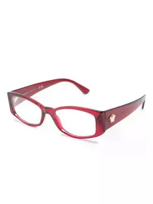 Versace Medusa Plaque Rectangle Frame Glasses - Red