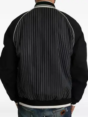 Dolce & Gabbana Pinstripe Embellished Bomber Jacket