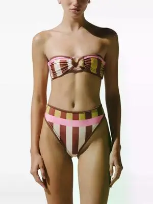 BAOBAB Kina Striped High-rise Bikini Bottoms - Green