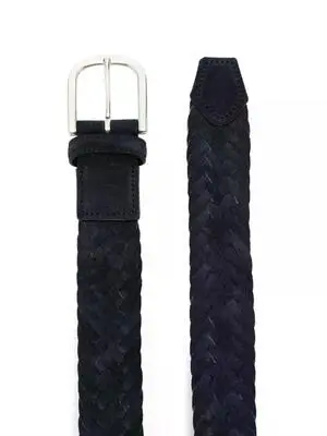 Canali Braided Leather Buckle Belt