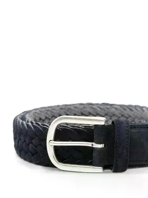 Canali Braided Leather Buckle Belt