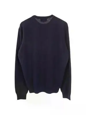 Hermès Navy Cashmere Sweater With Leather Stitching - Blue