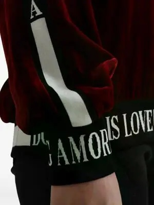 Dolce & Gabbana Burgundy Velvet Sweater With Logo Trim
