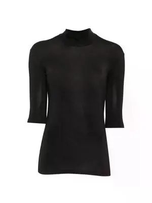 A.M.G. High-neck Elbow-sleeve Top