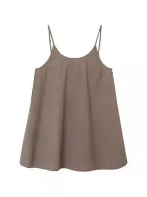 American Vintage Cotton A-line Mini Dress With Adjustable Straps - Brown