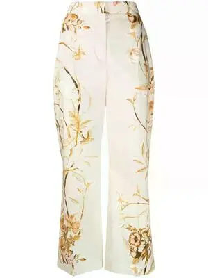 Alberta Ferretti High-waist Floral Print Trousers