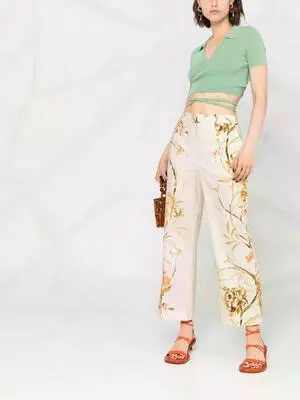 Alberta Ferretti High-waist Floral Print Trousers