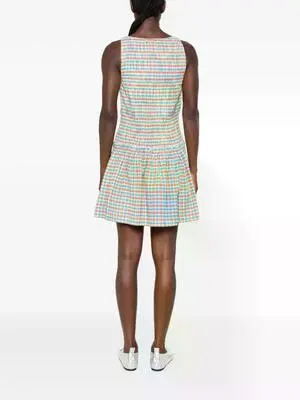 Faithfull The Brand Gala Smocked Checkered Mini Dress - Blue