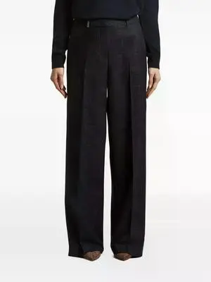 Peserico Navy Check Pattern Wide Leg Trousers