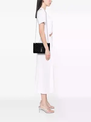 Saint Laurent Suede Crystal Monogram Crossbody Bag